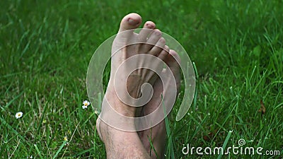 View of Bare Human Feet Playing with the Green Grass Stock Footage ...