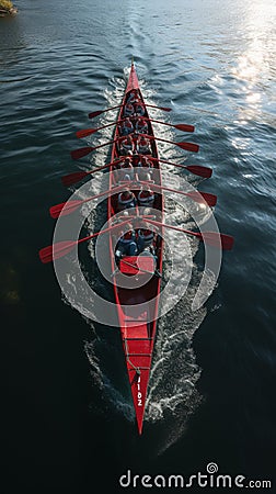View Birds Eye Of Rowing Team, Displaying Flawless Synchronization ...