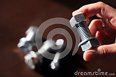 View Of The Bolts And Nuts Fasteners. A Bolt Is A Form Of Threaded ...