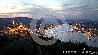 View of the City of Budapest at Sunset from Citadella Stock Footage ...