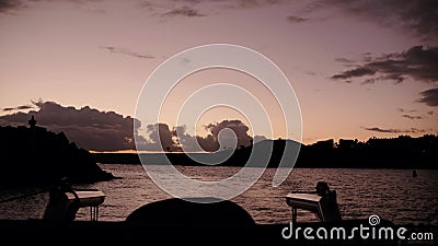 View from the Deck of the Yacht on the Sunset Ocean, Close-up Stock ...