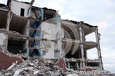 View Of The Demolition Of A Multi-storey Building. Dismantling And ...