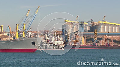 View of the Port Infrastructure and Berths with Ships Stock Footage ...