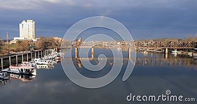 Augusta, Georgia Riverwalk Scene By Savannah River 4K Stock Video ...