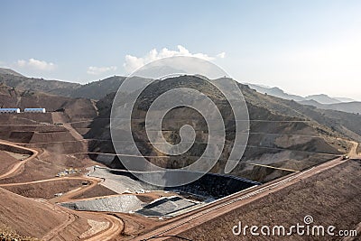 View Of The Tailings Dam Or Waste Dam Construction And Sealing Membrane ...