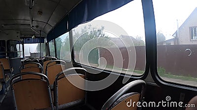 View from Window of Moving Bus. Different Buildings of City in Window ...