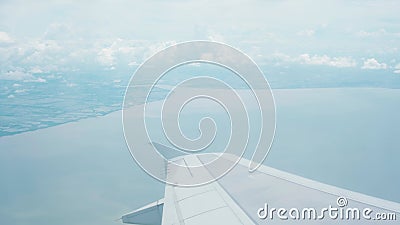 View of a Wing of a Flying Airplane Changing Direction. Stock Video ...