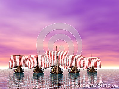 Viking Fleet Of Ships Stock Photo - Image: 4846290