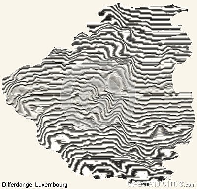 Vintage Beige Topographic Map Of Differdange, Luxembourg Vector ...