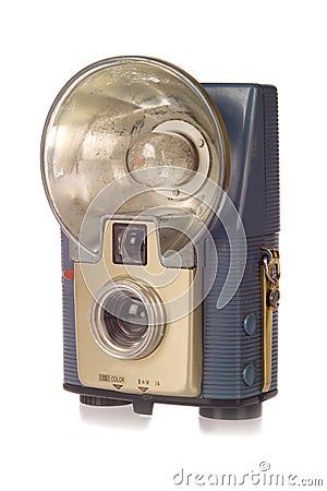 Vintage Camera With Flash Stock Image - Image: 3965501