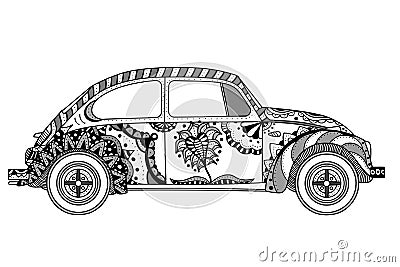 Vintage Car In Zentangle Style Vector Illustration | CartoonDealer.com ...