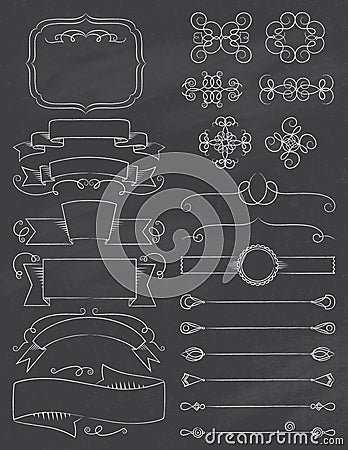 Vintage Calligraphy ChalkBoard Design Elements Fiv Royalty Free Stock ...