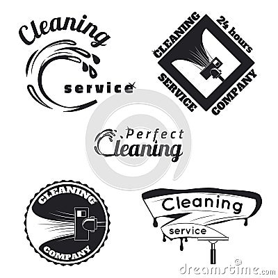 Vintage Cleaning Service Emblems Stock Vector - Image: 57174025