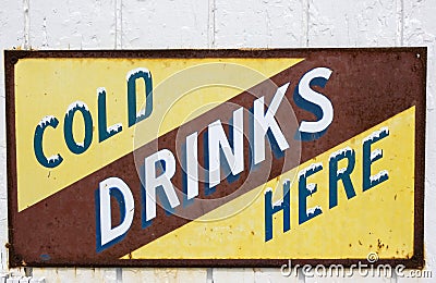 Vintage Cold Drinks Sign Stock Photos - Image: 14294583