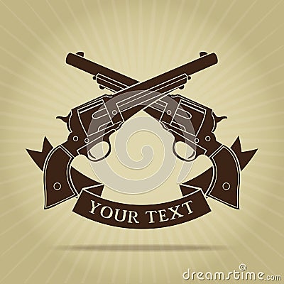 Vintage Crossed Pistols Silhouette Vector Illustration | CartoonDealer ...