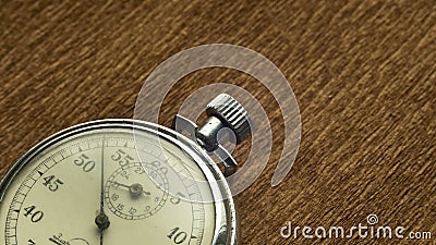 Vintage Dial White Stopwatch on the Brown Structural Background Rotates ...