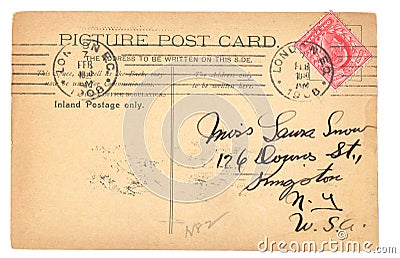 Vintage English Postcard (1908) Stock Photography - Image: 12233402
