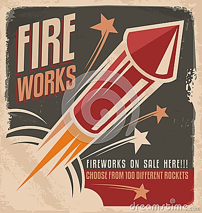 Vintage Fireworks Poster Design Vector Illustration | CartoonDealer.com ...