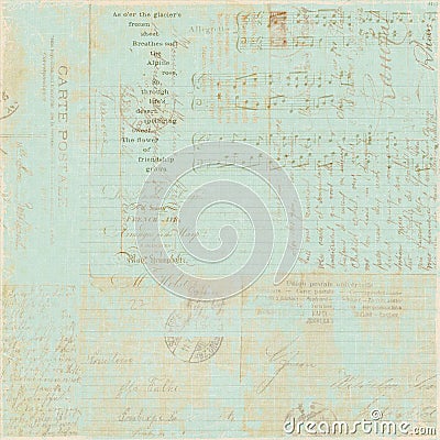 Vintage French Letter Script Collage Background Stock Photo ...