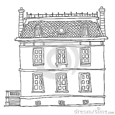 Vintage House Line Art Royalty-Free Stock Image | CartoonDealer.com ...
