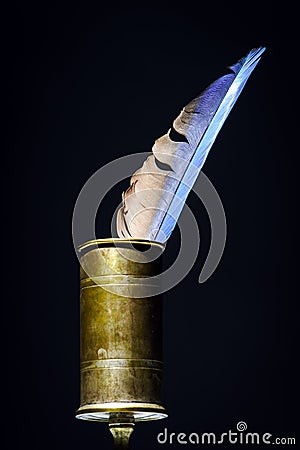 Vintage Inkpot With Goose-quill Inside Royalty-Free Stock Photo ...