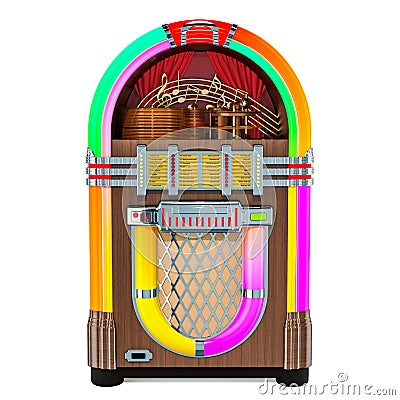 Vintage Jukebox Front View, 3D Rendering Royalty-Free Stock Photography ...