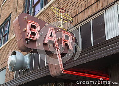 Vintage Neon Bar Sign Stock Photos - Image: 33241683
