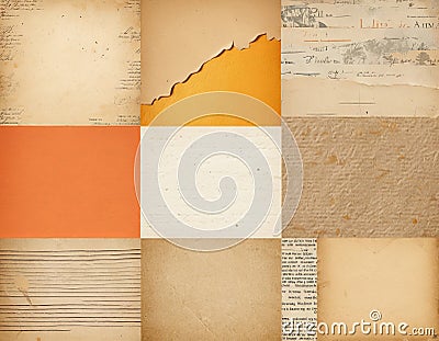 Vintage Paper Textures Collage With Torn Edges And Handwritten Notes ...