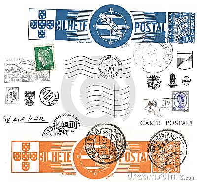 Vintage Postcard Symbols And Stamps Royalty-Free Stock Image ...