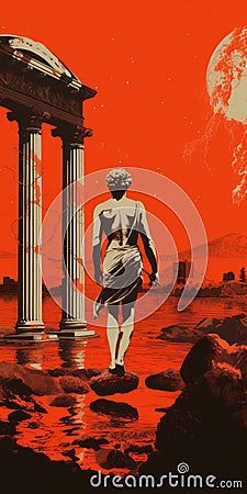 Ancient Greek Gods And Giants Painting In Shepard Fairey Style Royalty ...