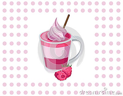 Vintage Raspberry Smoothie Cocktail Or Mousse Vector Background ...