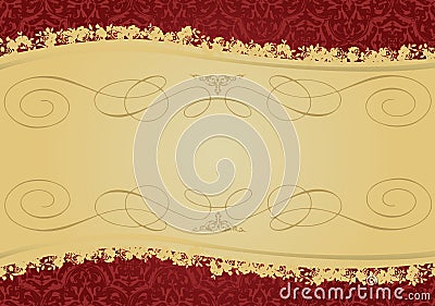 Vintage Red And Gold Decorative Banner Cartoon Vector | CartoonDealer ...