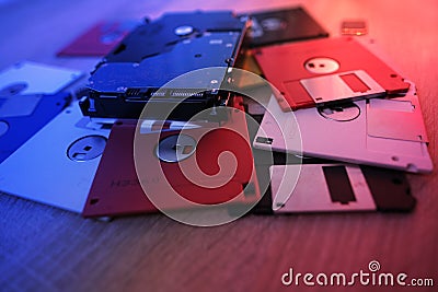 Vintage Retro Electronic Data Storage Devices From 80s, 90s, Cd Disk ...