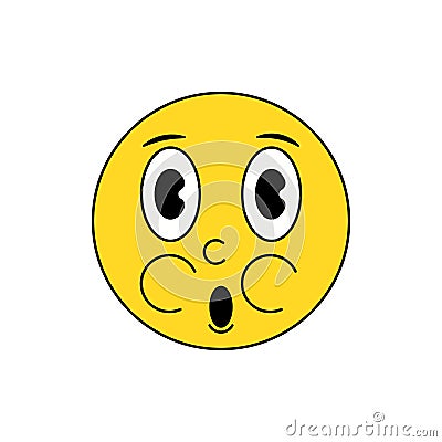 Vintage Retro Surprised Smiley Face. Vector Emoticon In Shock. Emoji ...