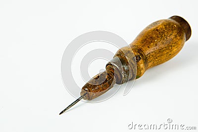 Vintage Rusty Awl With Wooden Grip Stock Photography | CartoonDealer ...