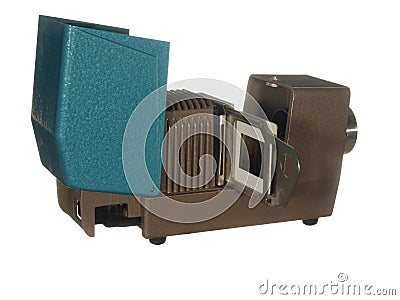 Vintage Stylish 70s Slide Projector Isolated On White Background. The ...