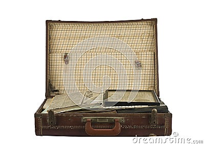 Vintage Suit Case Open On White Stock Image | CartoonDealer.com #16577257
