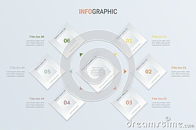 Vintage Vector Infographics Timeline Design Template With Square ...