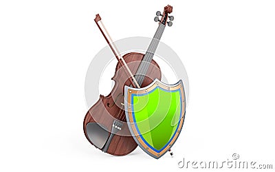 Violin With Shield, 3D Rendering Royalty-Free Stock Image ...