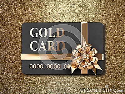 VIP Gold Card With Gold Bow 3d Render On A Gold Background Royalty-Free ...