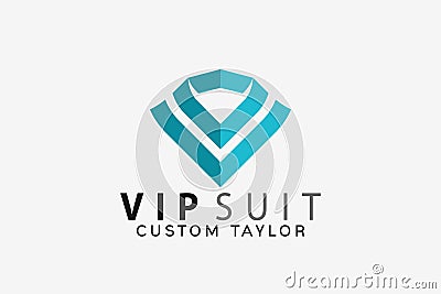 Vip Suit Custom Taylor Logo Design Vector Illustration | CartoonDealer ...