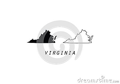 Virginia Map State Shape America Borders Vector Illustration ...
