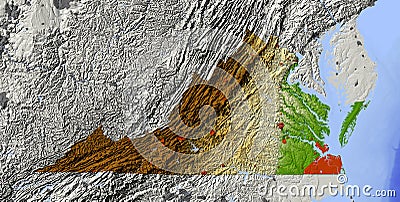 Virginia, Shaded Relief Map Royalty Free Stock Image - Image: 5573826