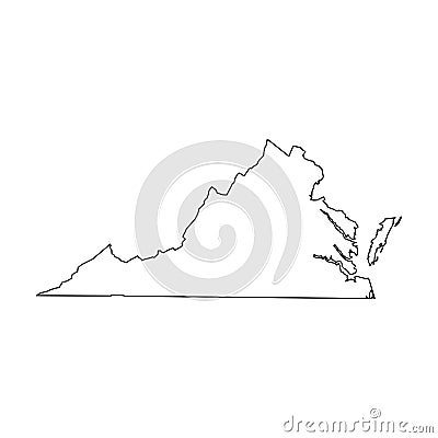 Virginia, State Of USA - Solid Black Outline Map Of Country Area ...