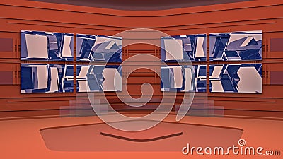 The Virtual Broadcasting Studio with Looping Abstract Footage Video and ...