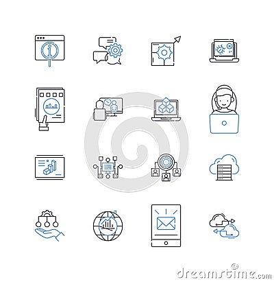 Virtual Hardware Line Icons Collection. Simulation, Emulation ...