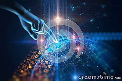 Virtual Human Hand 3dillustration On Business And Learning Technology ...