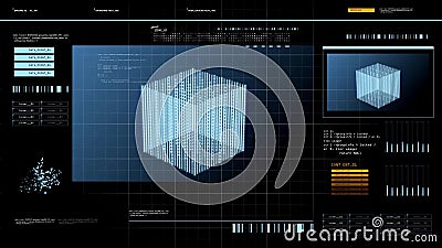 Virtual Screen with Cube 3d Rendering Over Black Stock Video - Video of ...