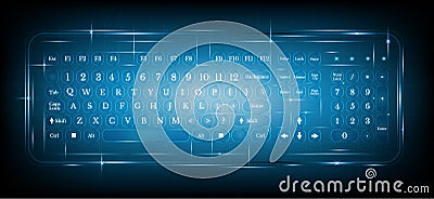 Virtual Shiny Computer Pc Keyboard Or Keypad On Blue Stock Vector ...