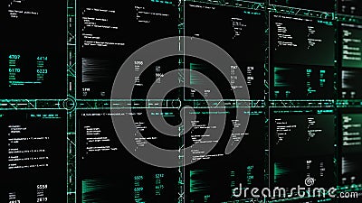 Virtual Tables In Matrix. Animation. Set Of Tables And Values In Database Cells Inside Matrix ...